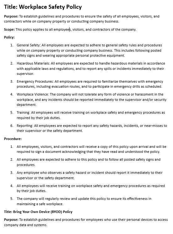 Small Business Worksheets, Agreement & Company Policies